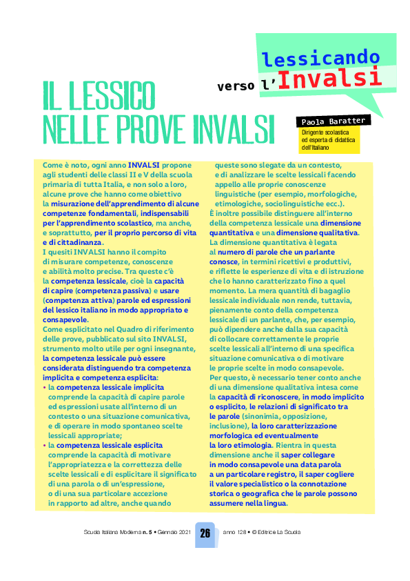 (PDF) Il lessico nelle Prove INVALSI