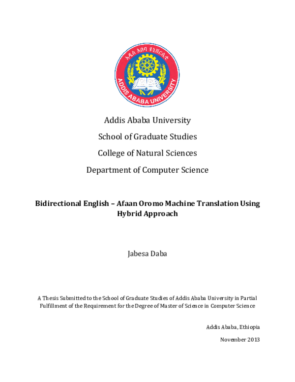 Pdf Bidirectional English Afaan Oromo Machine Translation Using