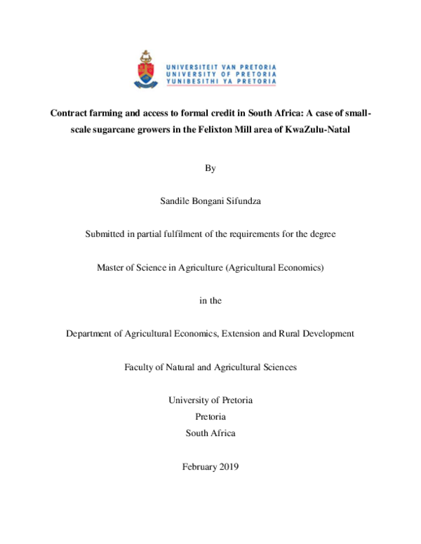 (PDF) Contract farming and access to formal credit in South Africa: A ...