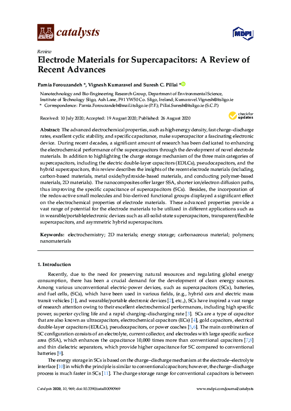 (PDF) Electrode Materials for Supercapacitors: A Review of Recent Advances