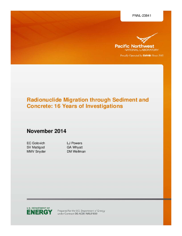 (PDF) Radionuclide Migration through Sediment and Concrete: 16 Years of ...