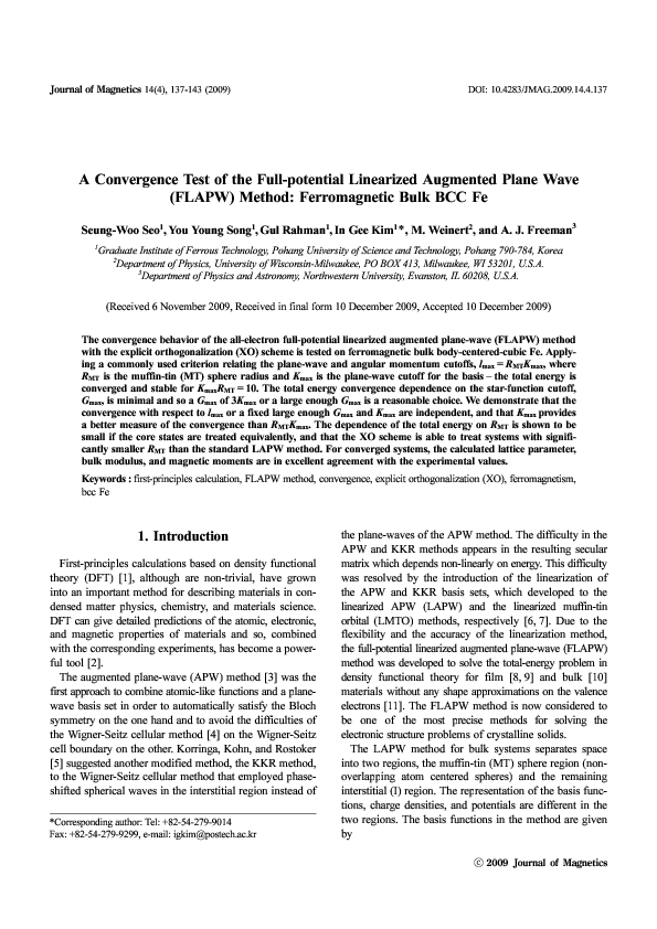 (PDF) A Convergence Test of the Full-potential Linearized Augmented ...