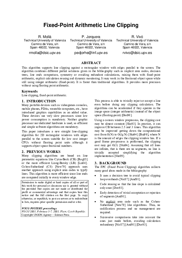 (PDF) Fixed-Point Arithmetic Line Clipping