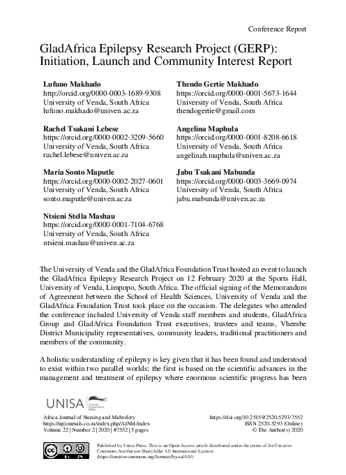 (PDF) GladAfrica Epilepsy Research Project (GERP): Initiation, Launch ...
