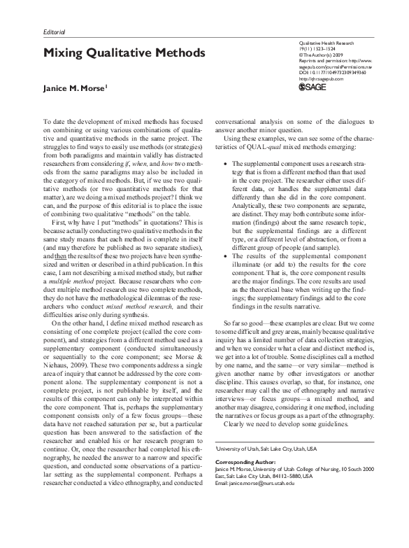 (PDF) Mixing qualitative methods