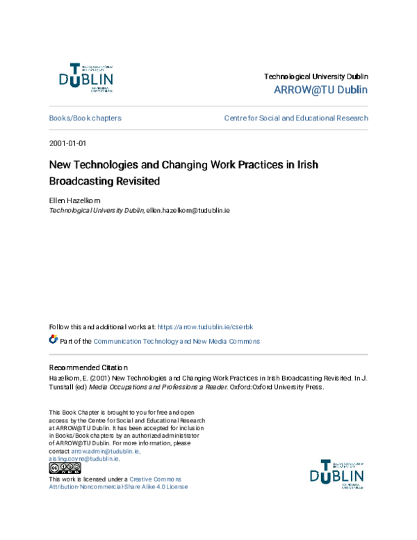 (PDF) New Technologies and Changing Work Practices in Irish ...