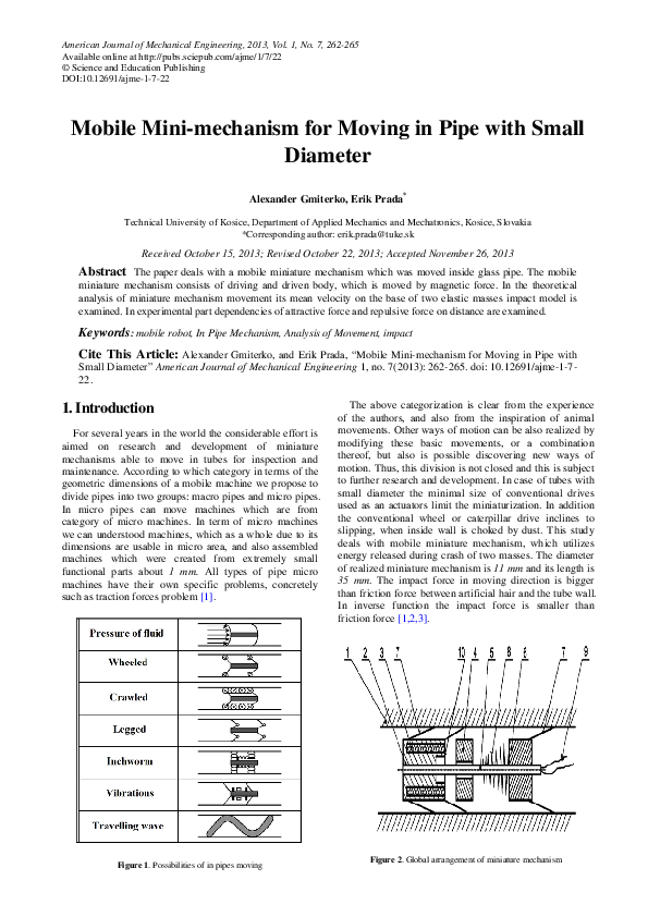 (PDF) Mobile Mini-mechanism for Moving in Pipe with Small Diameter
