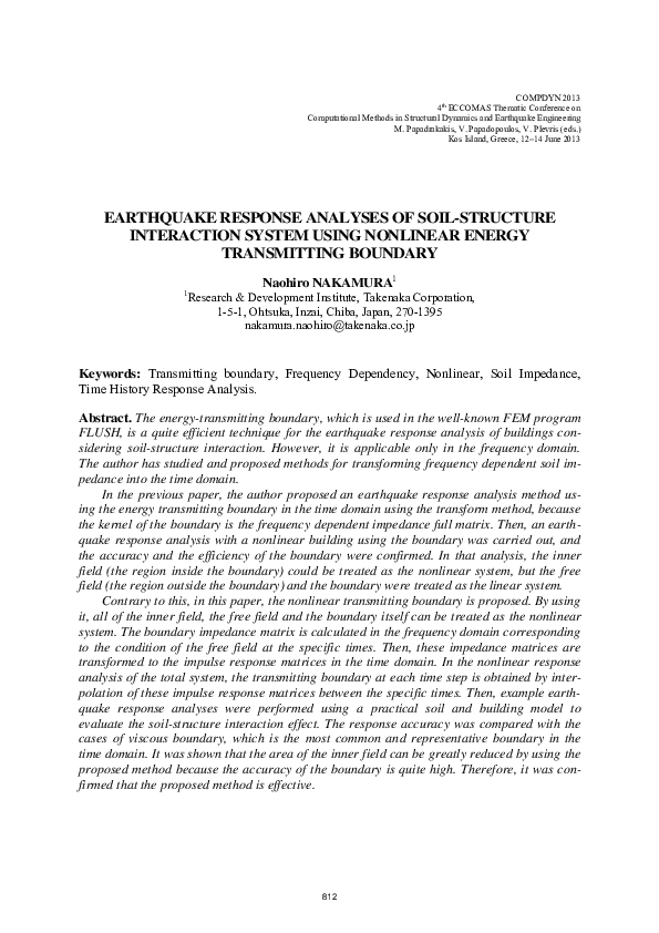(PDF) Earthquake Response Analyses of Soil-Structure Interaction System Using Nonlinear Energy ...
