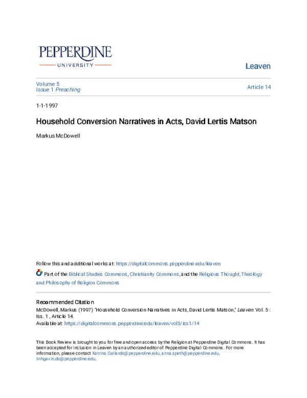 (PDF) Household Conversion Narratives in Acts