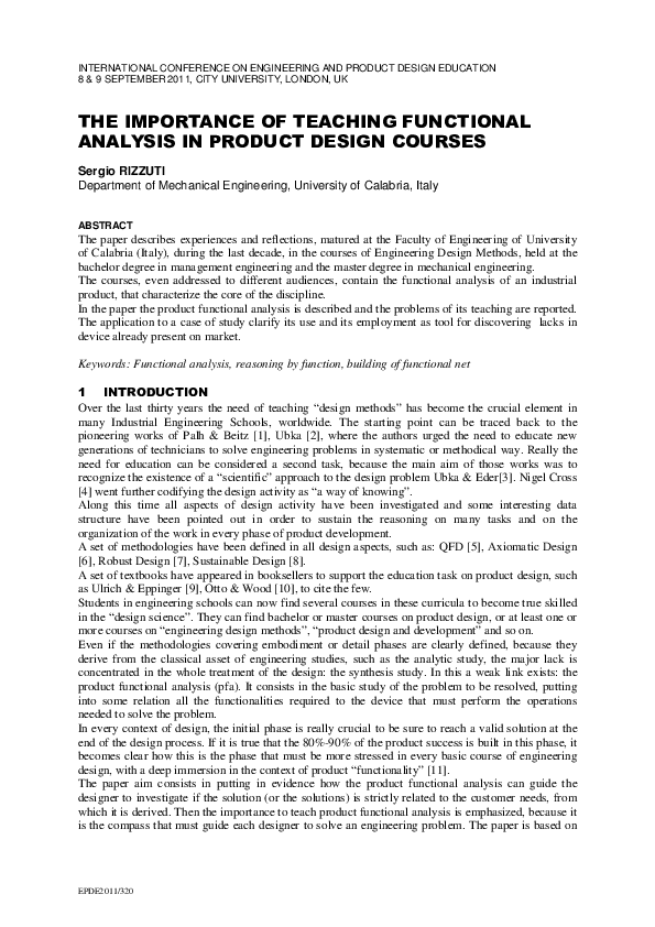 (PDF) The Importance of Teaching Functional Analysis in Product Design ...