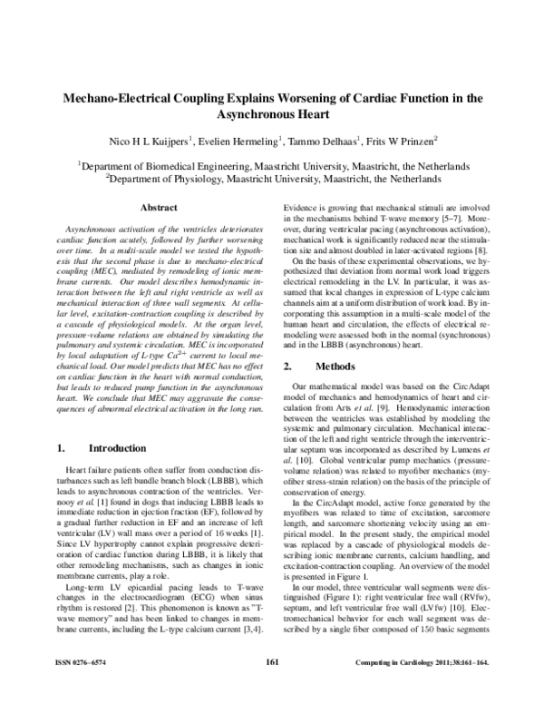 (PDF) Mechano-electrical coupling explains worsening of cardiac ...