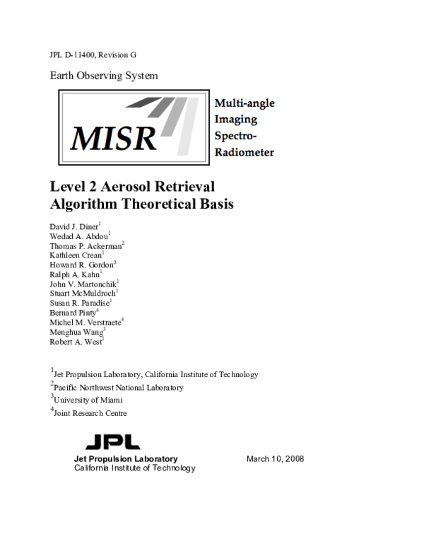 (PDF) Revision G Multi-angle Imaging SpectroRadiometer ( MISR ) Level 2 ...