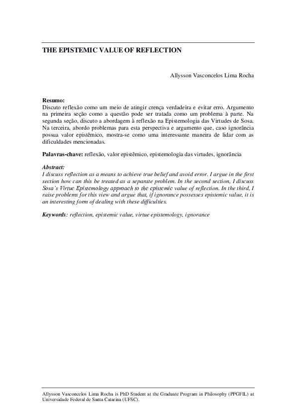 (PDF) The epistemic value of reflection