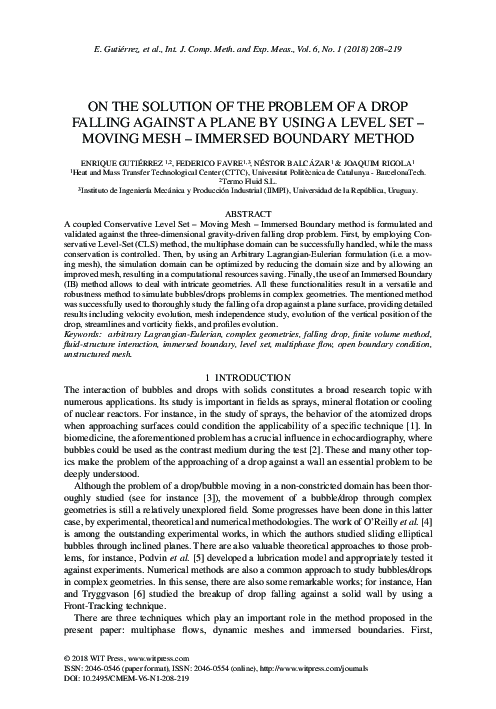 (PDF) Level Set-Moving Mesh Method for Simulating Falling Drops