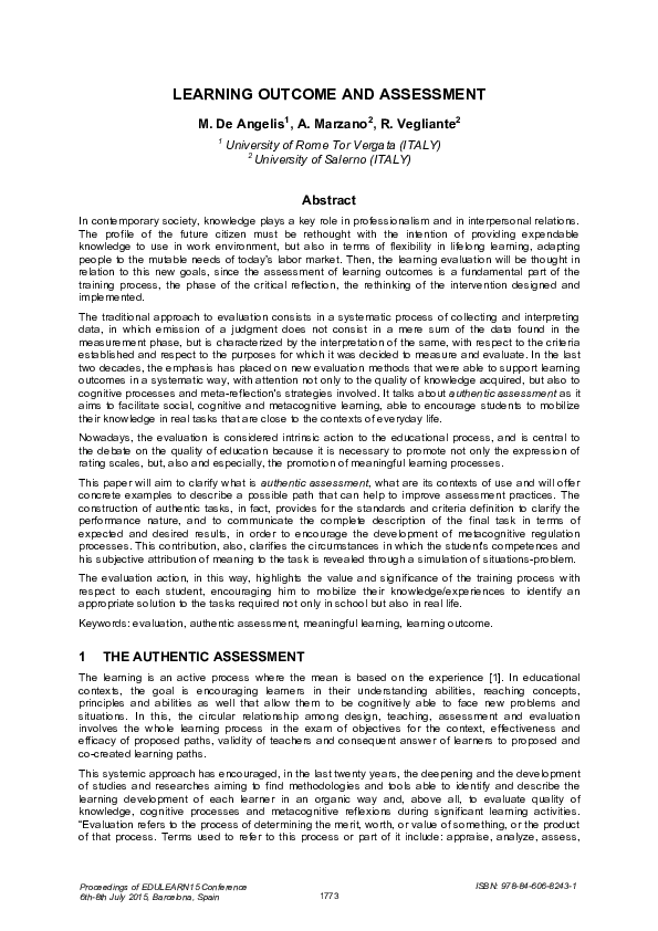 (PDF) Learning Outcome and Assessment