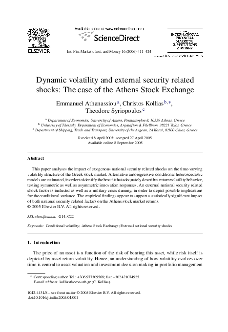 (PDF) Dynamic volatility and external security related shocks: The case ...
