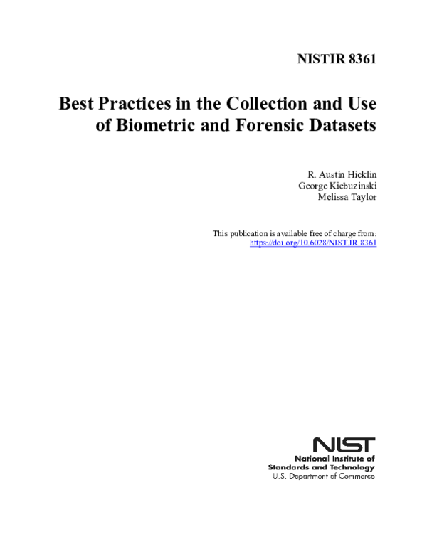 (PDF) Best Practices in the Collection and Use of Biometric and ...