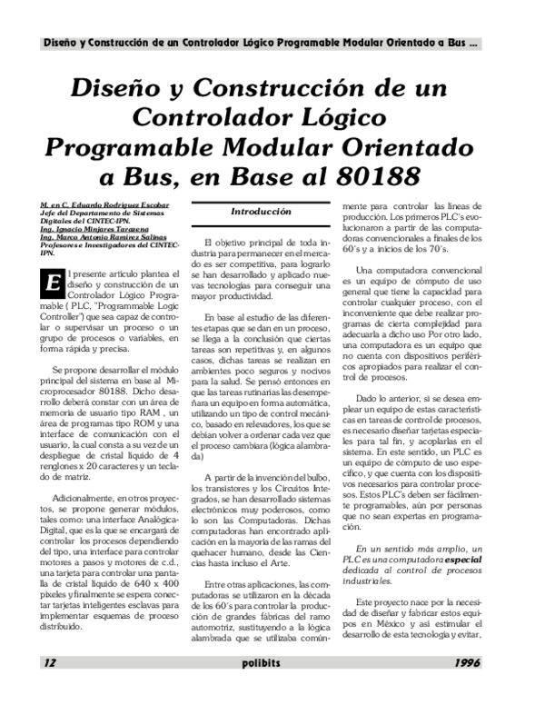 (PDF) Diseño y construcción de un controlador lógico programable ...