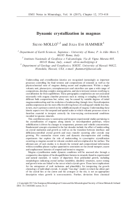 (PDF) Dynamic crystallization in magmas