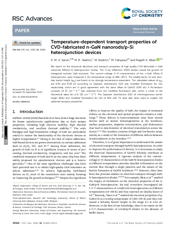 (PDF) Temperature-dependent transport properties of CVD-fabricated n-GaN nanorods/p-Si ...