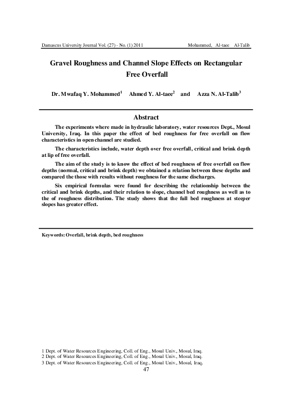 (PDF) Gravel Roughness and Channel Slope Effects on Rectangular Free ...