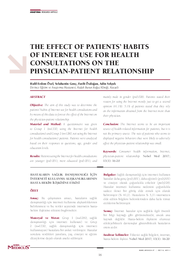(PDF) The Effect of Patients ’ Habits of Internet Use for Health ...