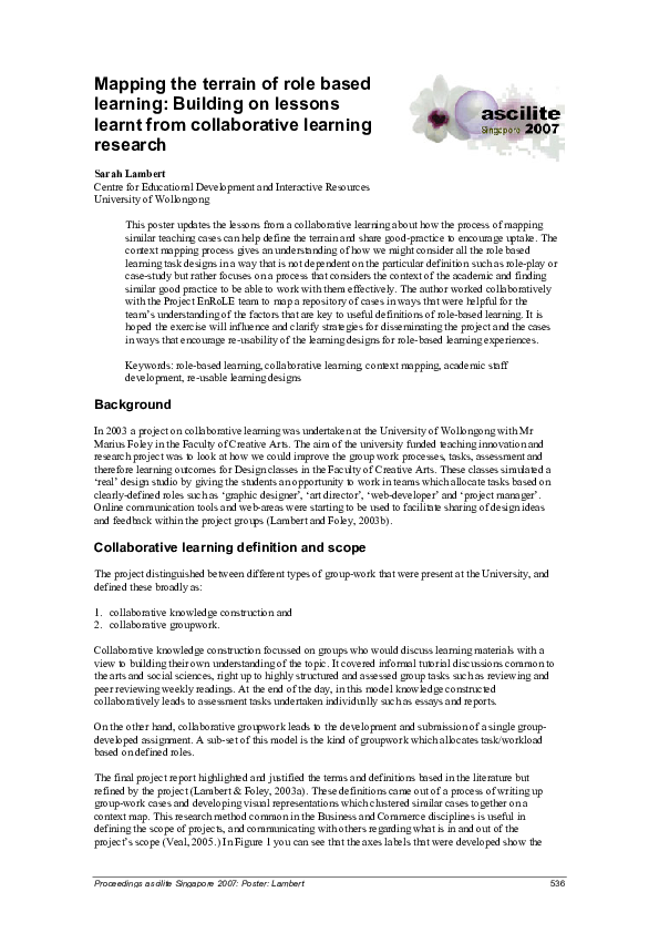 (PDF) Research on role-based learning technologies