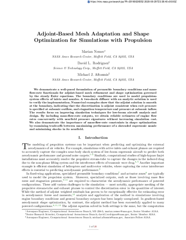 (PDF) Adjoint-Based Mesh Adaptation and Shape Optimization for Simulations with Propulsion