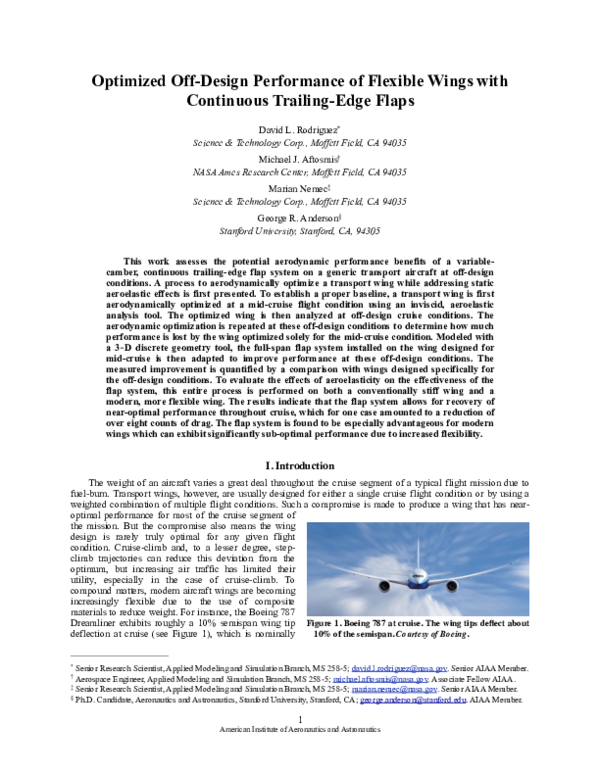(PDF) Optimized Off-Design Performance of Flexible Wings with Continuous Trailing-Edge Flaps