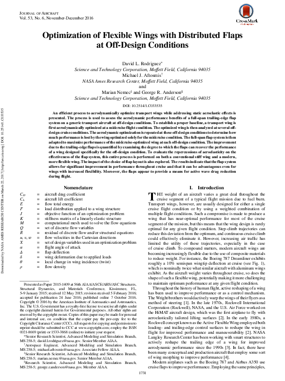 (PDF) Optimization of Flexible Wings with Distributed Flaps at Off-Design Conditions