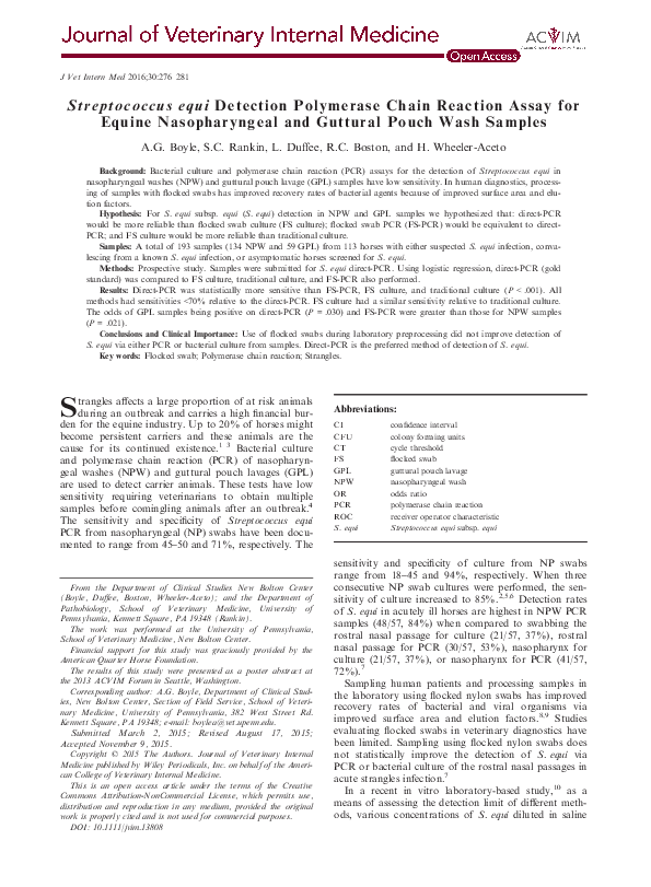 (PDF) Streptococcus equiDetection Polymerase Chain Reaction Assay for ...