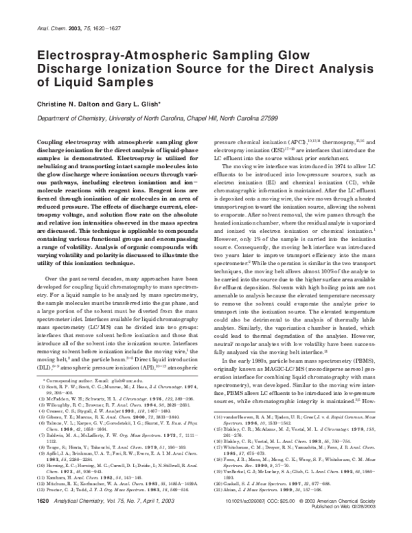 (PDF) Electrospray-Atmospheric Sampling Glow Discharge Ionization ...
