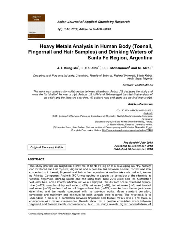 (PDF) Heavy Metals Analysis in Human Body (Toenail, Fingernail and Hair ...