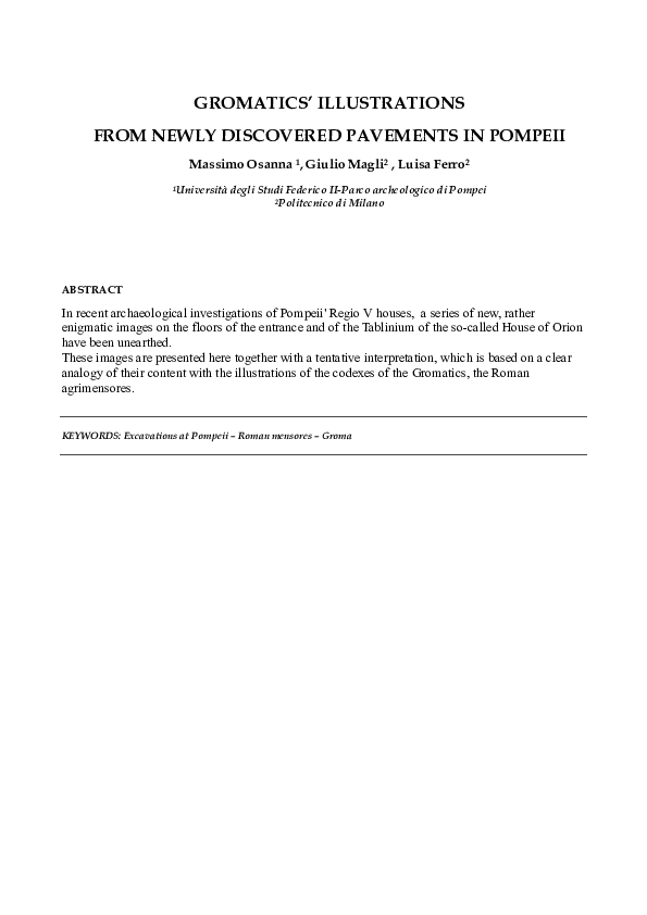 (PDF) Gromatics illustrations from newly discovered pavements in Pompeii