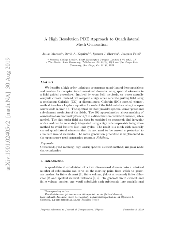 (PDF) A High Resolution PDE Approach to Quadrilateral Mesh Generation