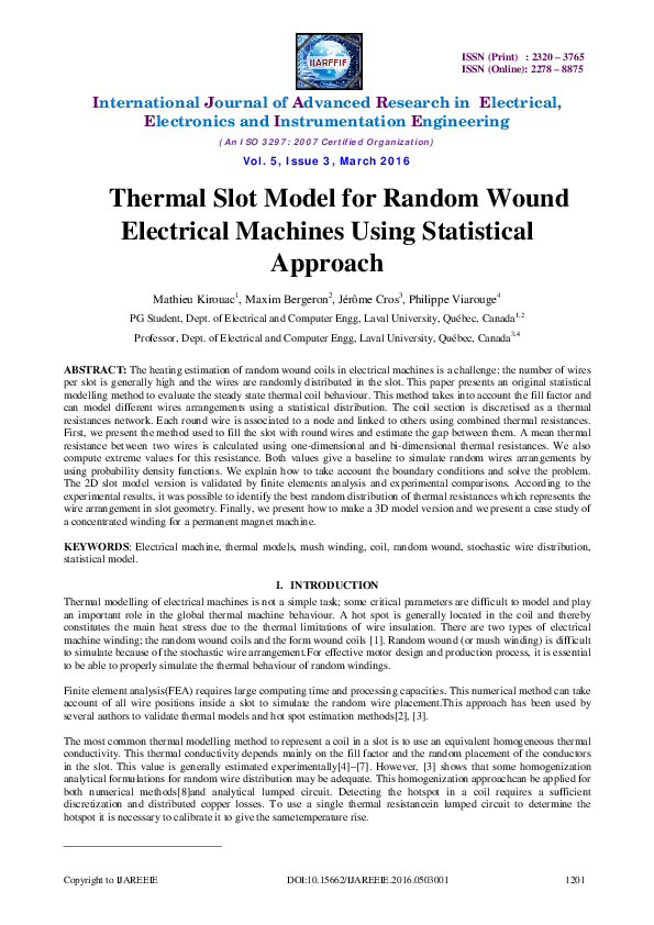 (PDF) Thermal Slot Model for Random Wound Electrical Machines Using ...