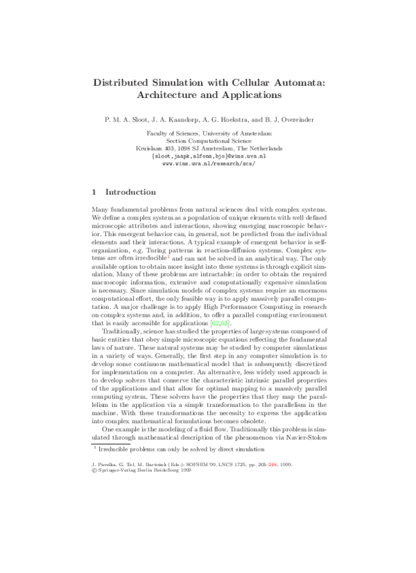 (PDF) Distributed simulation with cellular automata: Architecture and applications