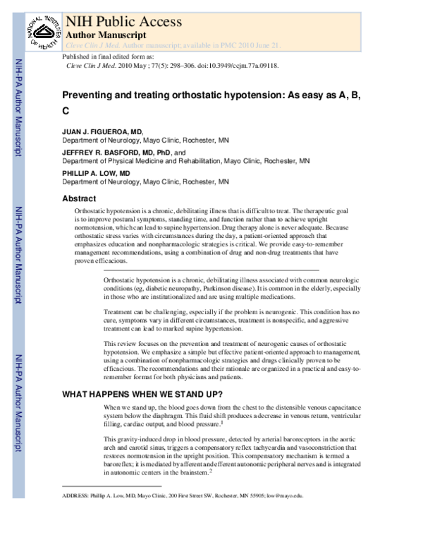 (PDF) Preventing and treating orthostatic hypotension: As easy as A, B, C