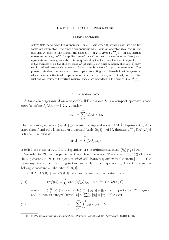 (PDF) Lattice Trace Operators