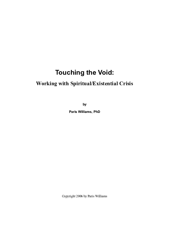 (PDF) Touching the Void: Working with Spiritual/Existential Crisis