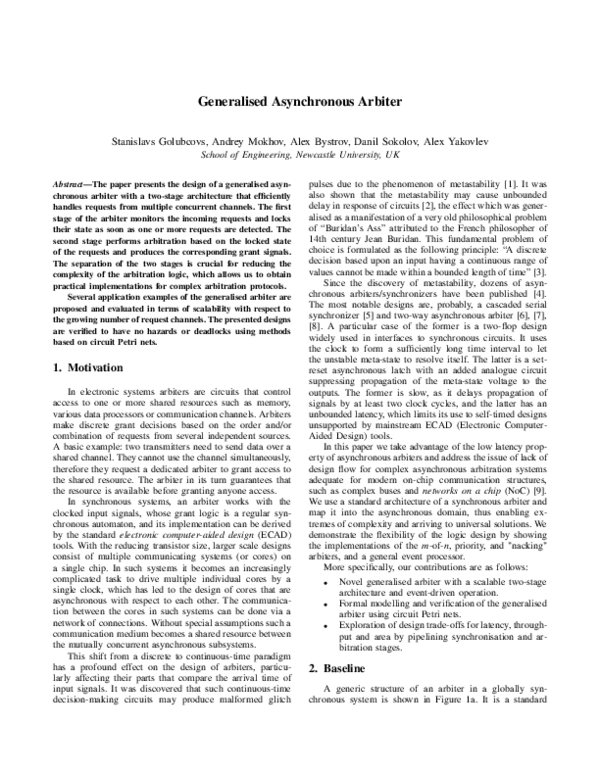 Pdf Generalised Asynchronous Arbiter 