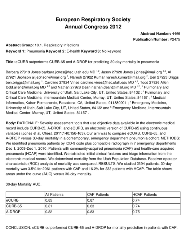 (PDF) eCURB outperforms CURB-65 and A-DROP for predicting 30-day ...