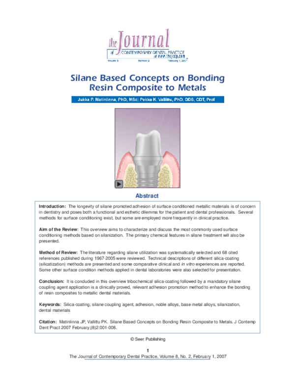 (PDF) Silane based concepts on bonding resin composite to metals