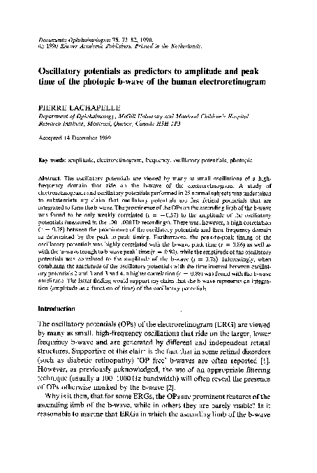 (PDF) Oscillatory potentials as predictors to amplitude and peak time ...