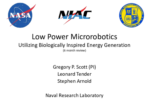(PDF) Low Power Microrobotics Utilizing Biologically Inspired Energy Generation