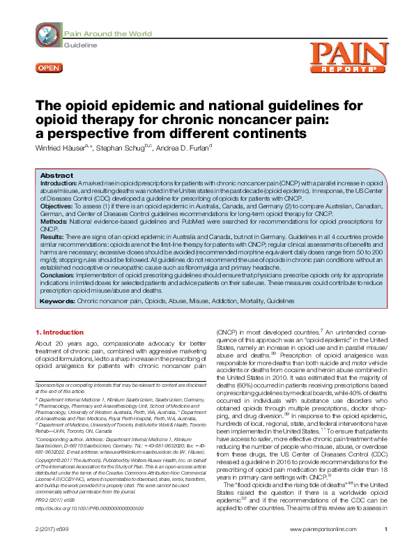 (PDF) The opioid epidemic and national guidelines for opioid therapy ...