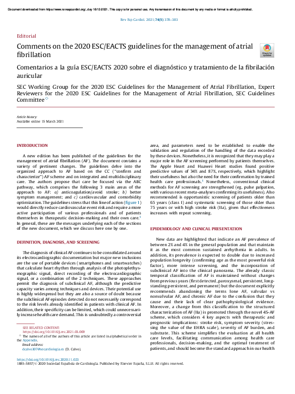 (PDF) Comments on the 2020 ESC/EACTS guidelines for the management of ...