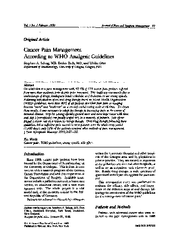 (PDF) Cancer pain management according to WHO analgesic guidelines