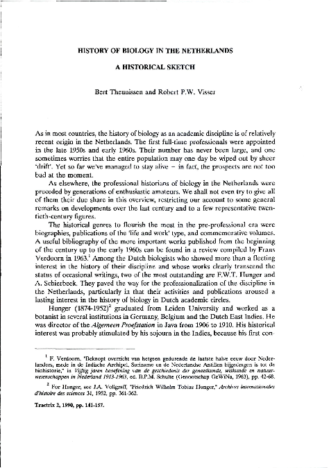 (PDF) History of biology in the Netherlands: a historical sketch
