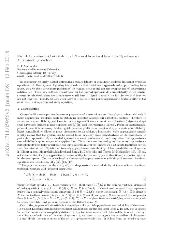 (PDF) Partial-approximate controllability of nonlocal fractional ...
